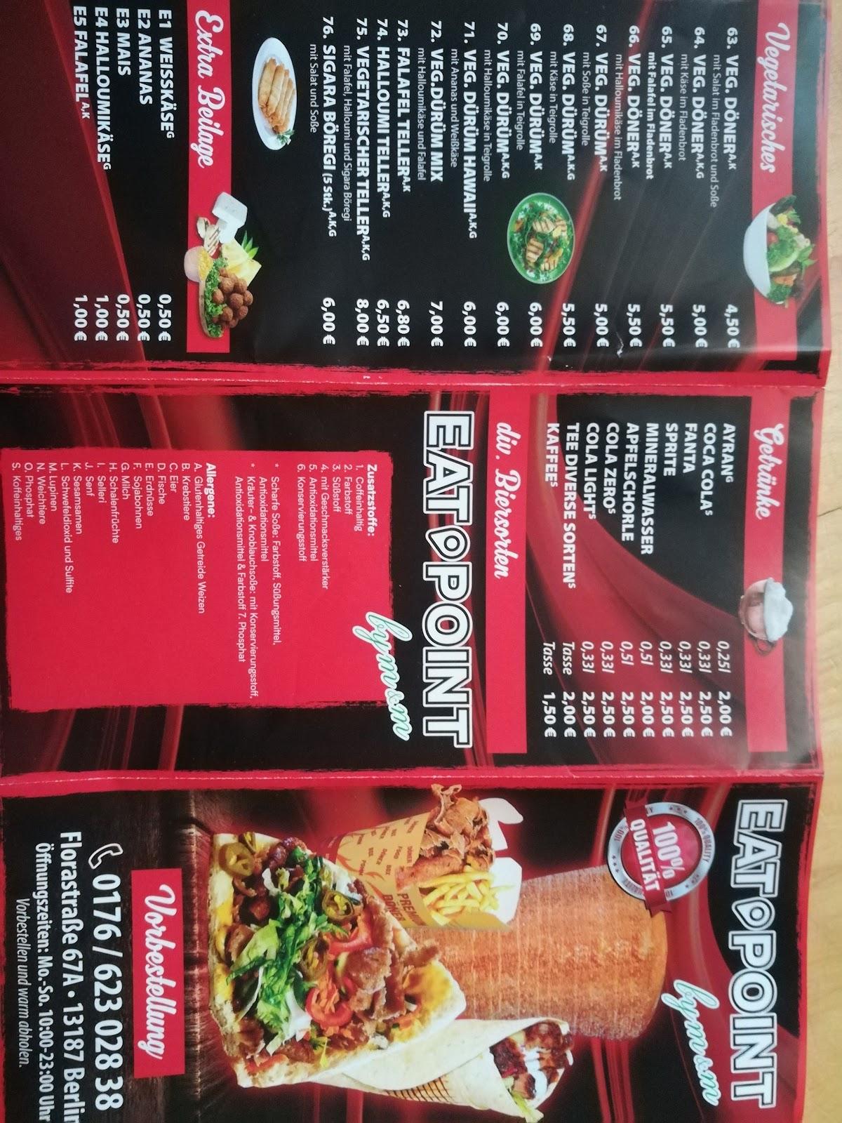 Menu at Eat Point restaurant, Berlin