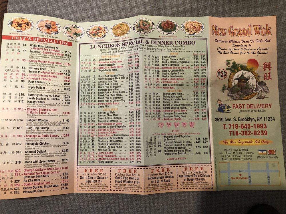 Carta del restaurante Grand Wok, Nueva York, Ave. S
