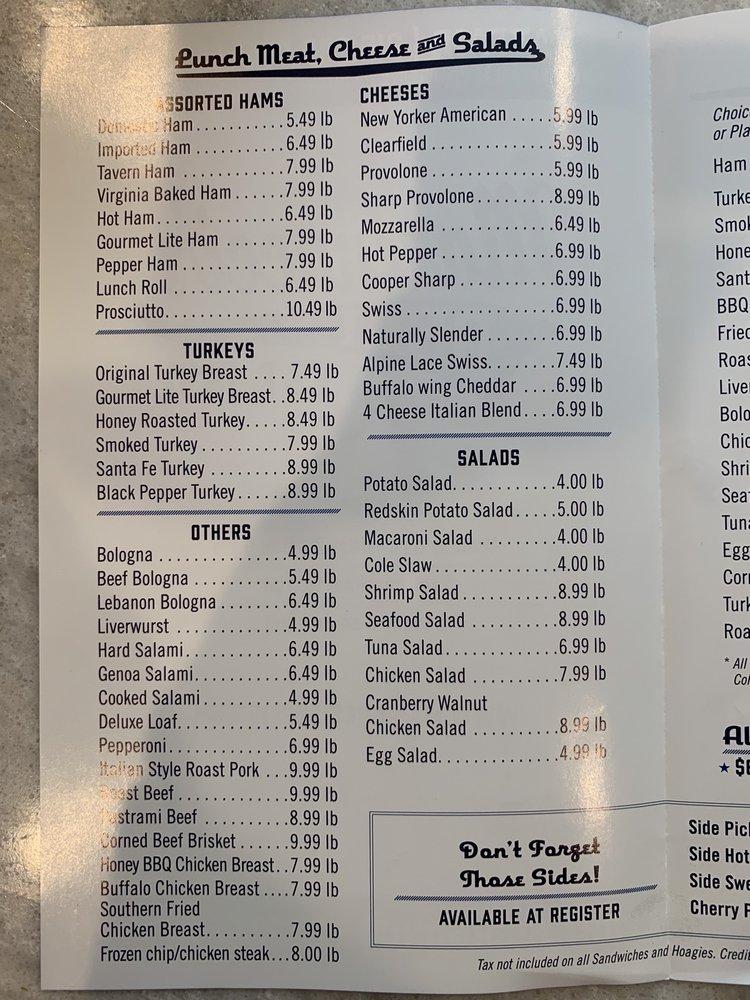 Carta de Marinucci's Deli, Filadelfia, Richmond St