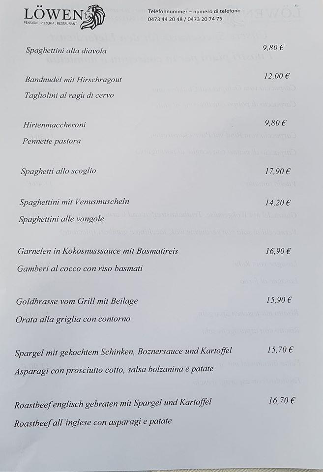 Menu at Pizza Flash restaurant, Algund