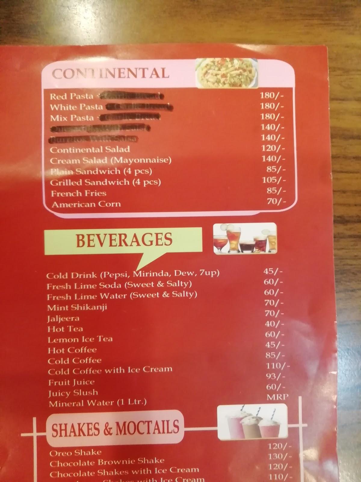Menu at SRS 7dayz, Faridabad, SRS Mall