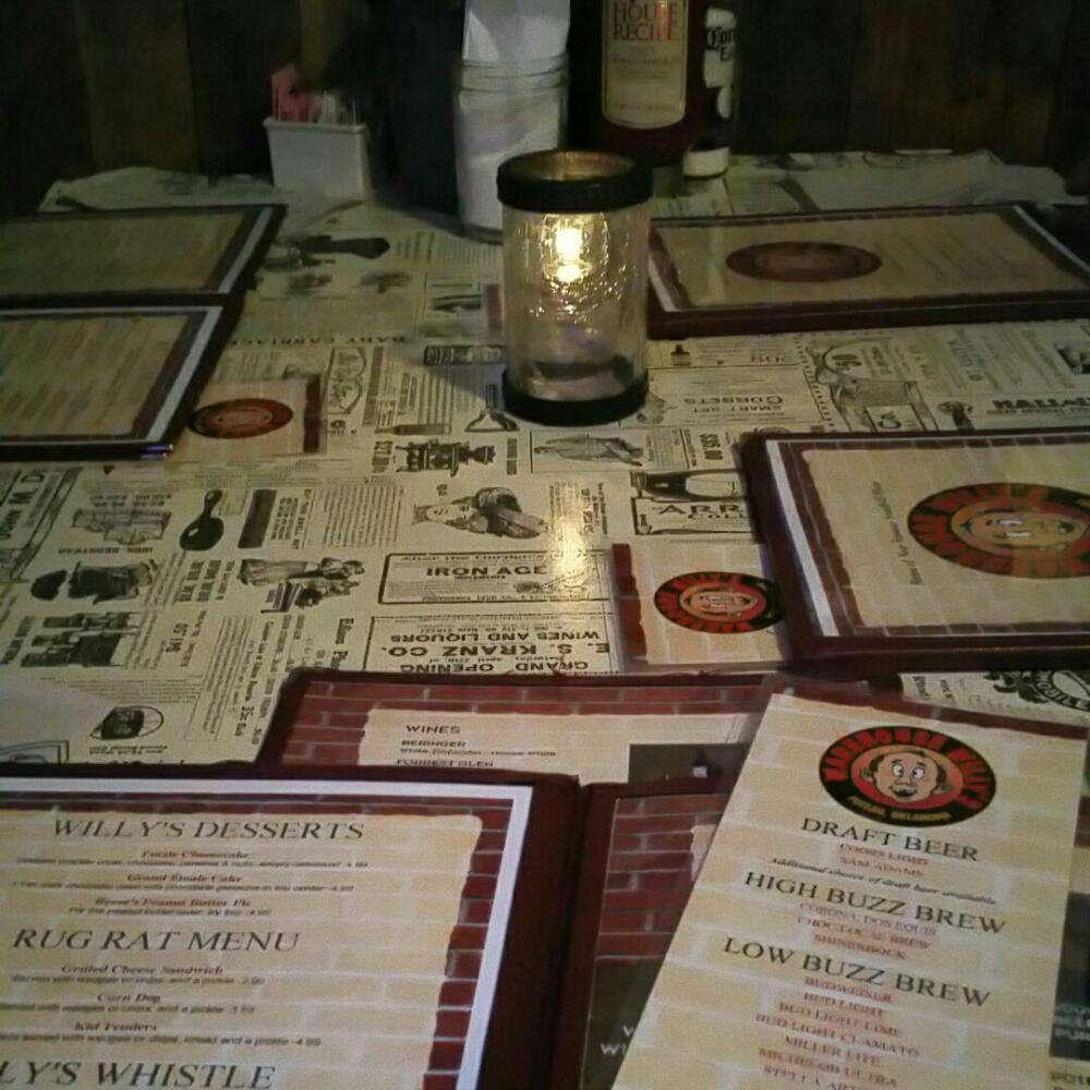 Menu at Warehouse Willy's steakhouse, Poteau