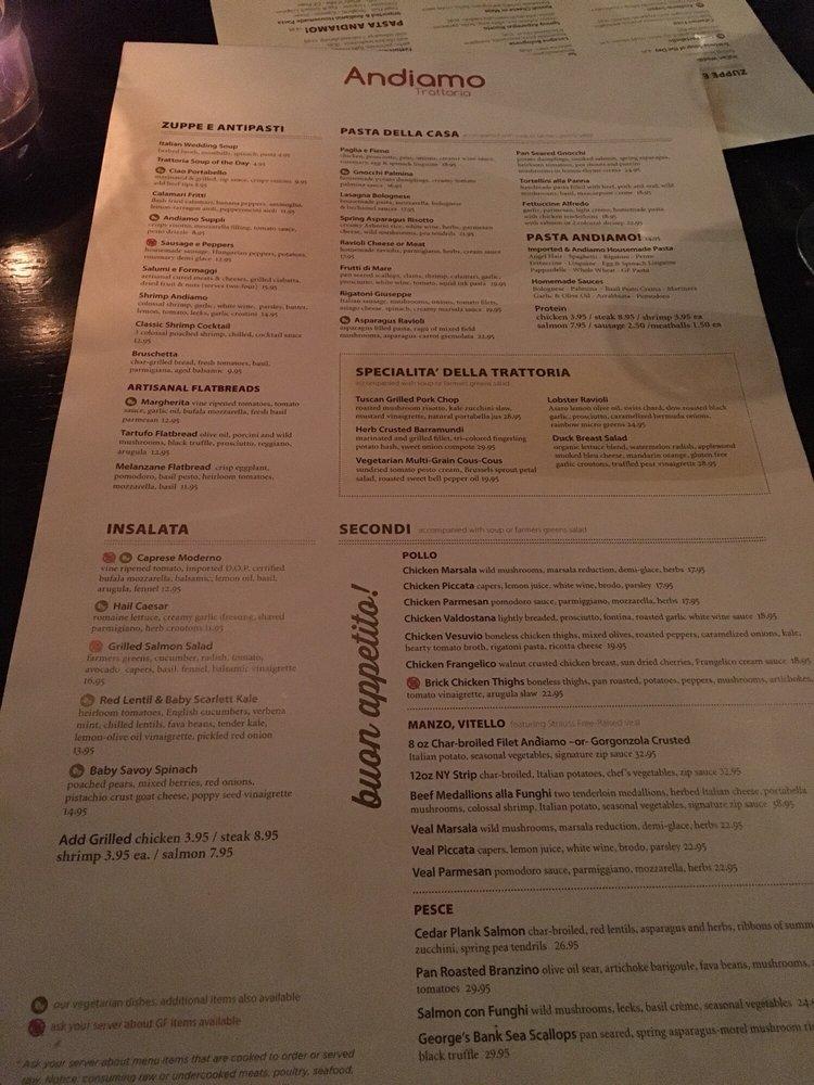 Menu at Andiamo Livonia restaurant, Livonia