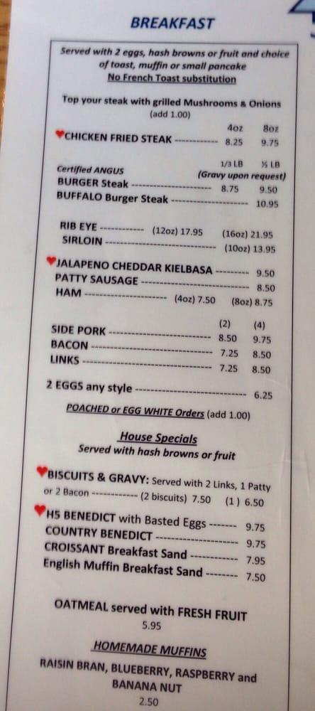 Menu at Hanging Five Restaurant, Butte