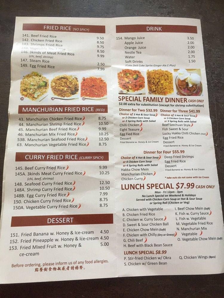 Menu at Lucky Chinese Restaurant, Toronto, 2650 Lawrence Ave E