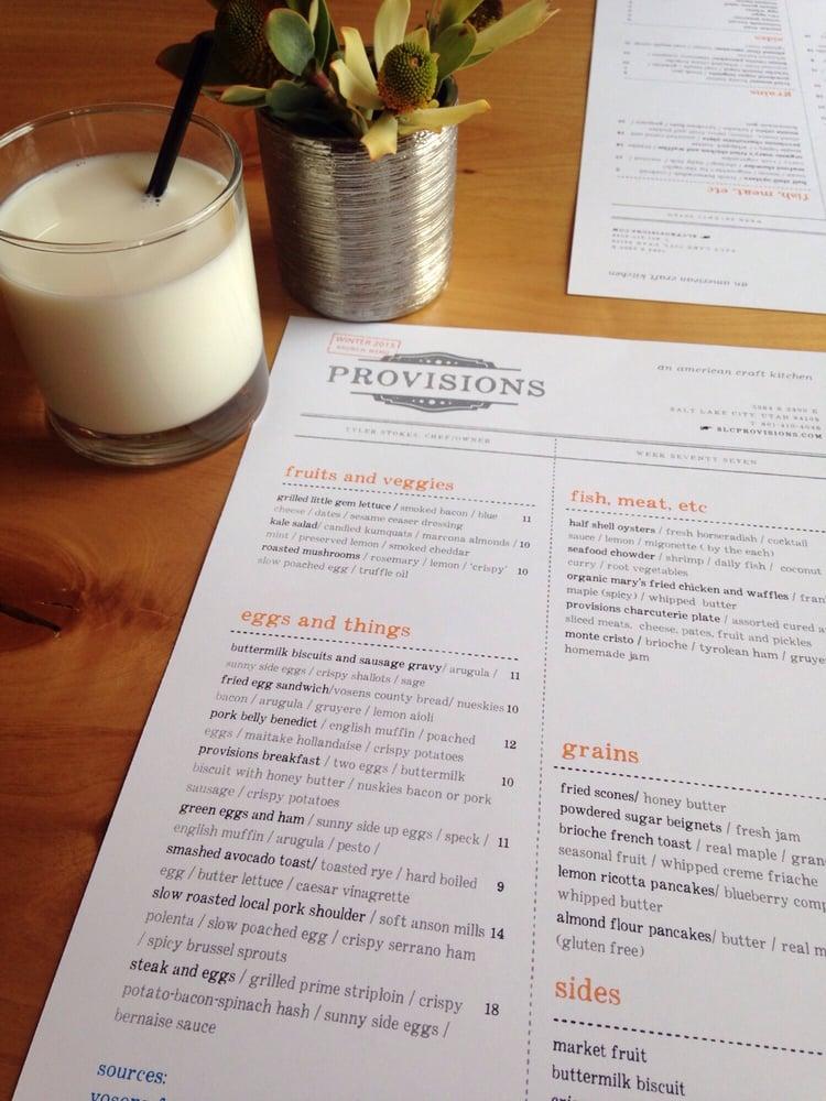 Menu at Provisions pub & bar, Salt Lake City, S 2300 E