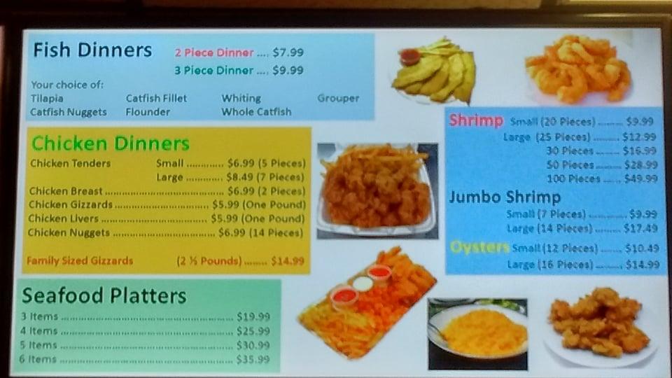 Menu at Red Shark Fish and Chicken restaurant, Augusta, Tobacco Rd