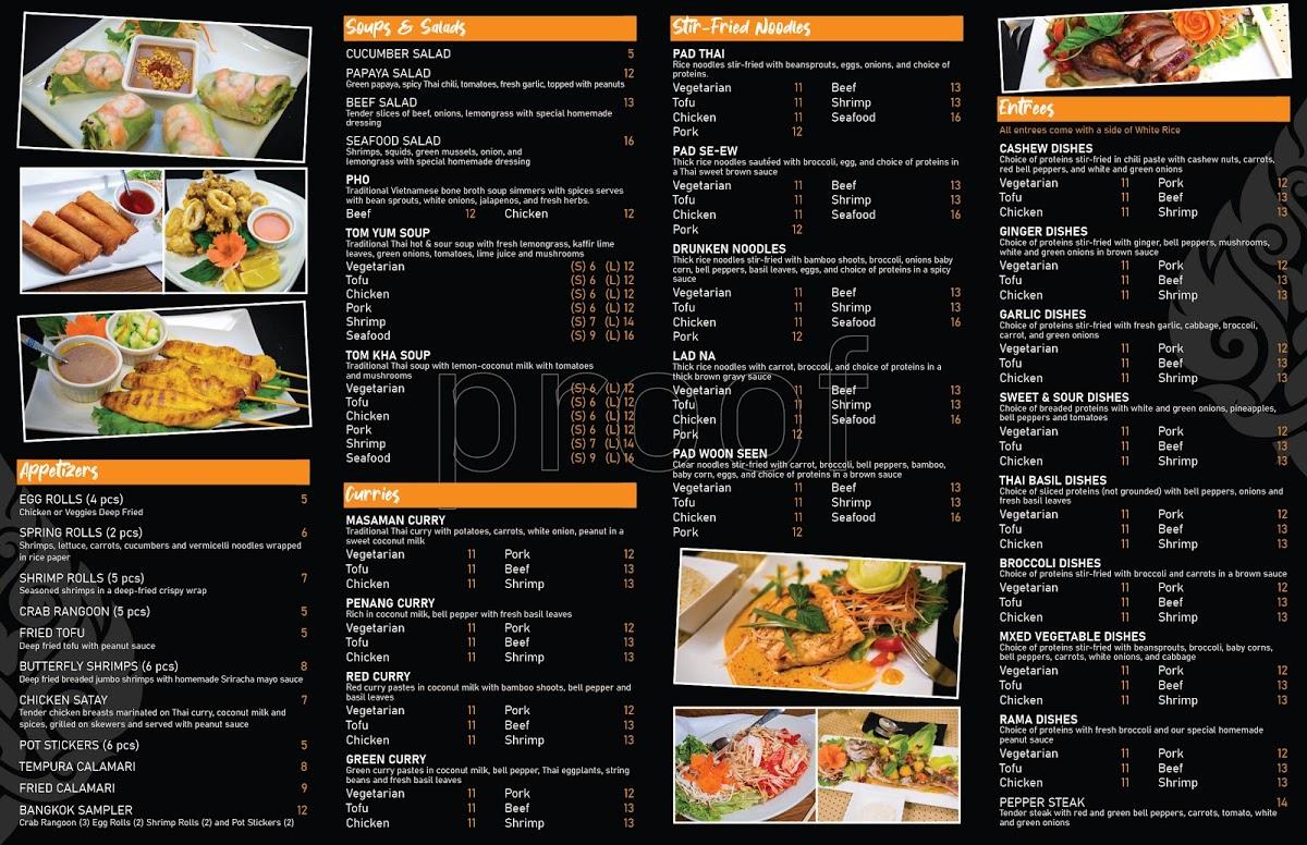 Menu at @BANGKOK THAI EXPRESS restaurant, Carpentersville