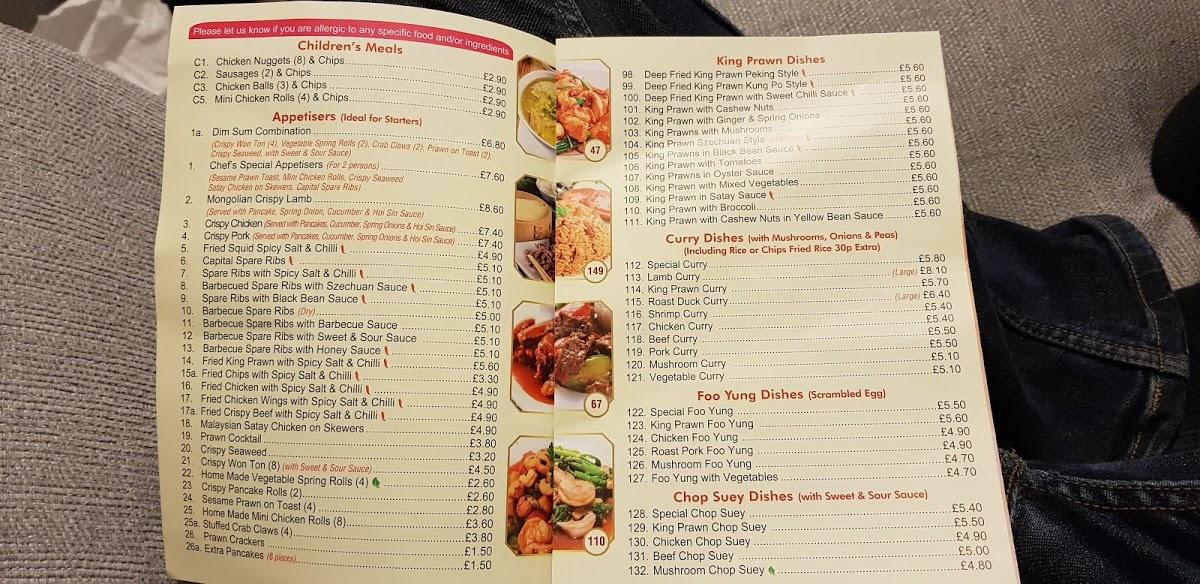 Menu at China Palace restaurant, Rugby