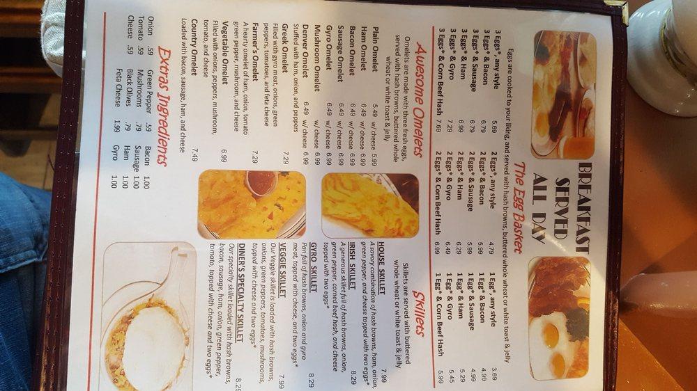 Menu at Diner 54 restaurant, Mexico