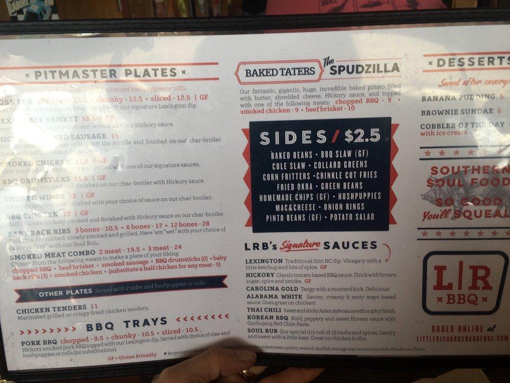 Menu at Little Richards Smokehouse BBQ, Yadkinville