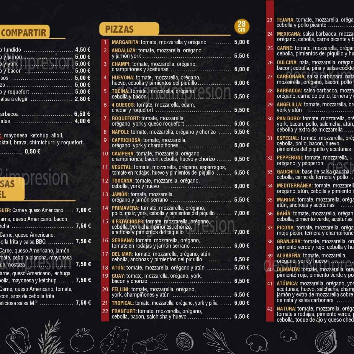 Menu at Mundo Pizza pizzeria, Gerena