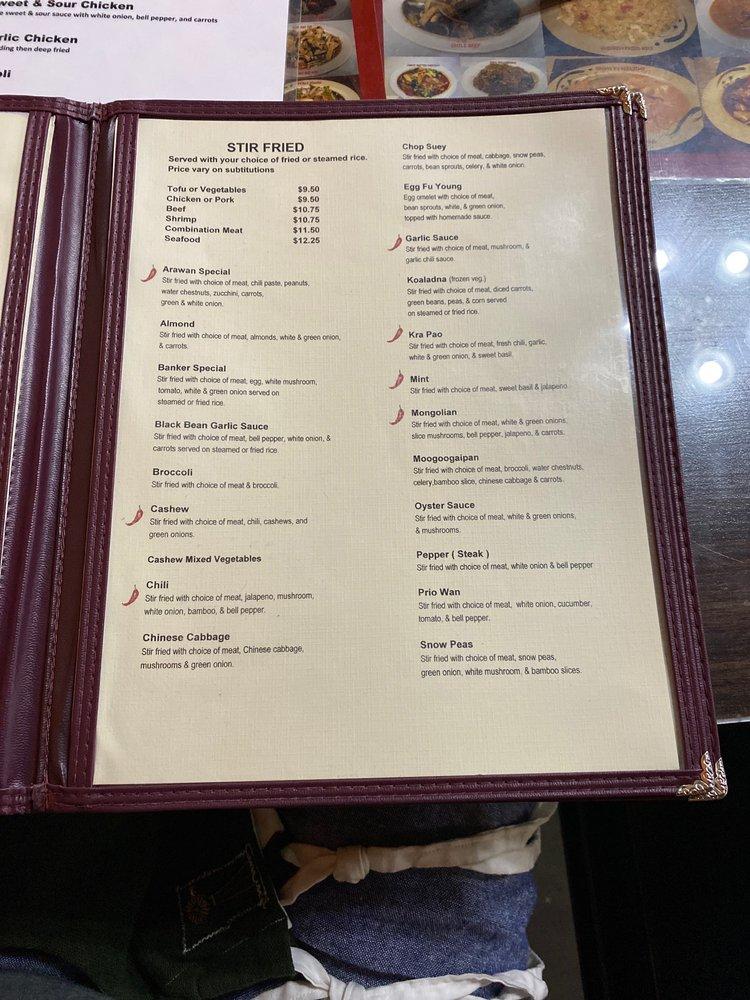 Menu at Thai Arawan restaurant, Garden City, 902 E Fulton St Building A