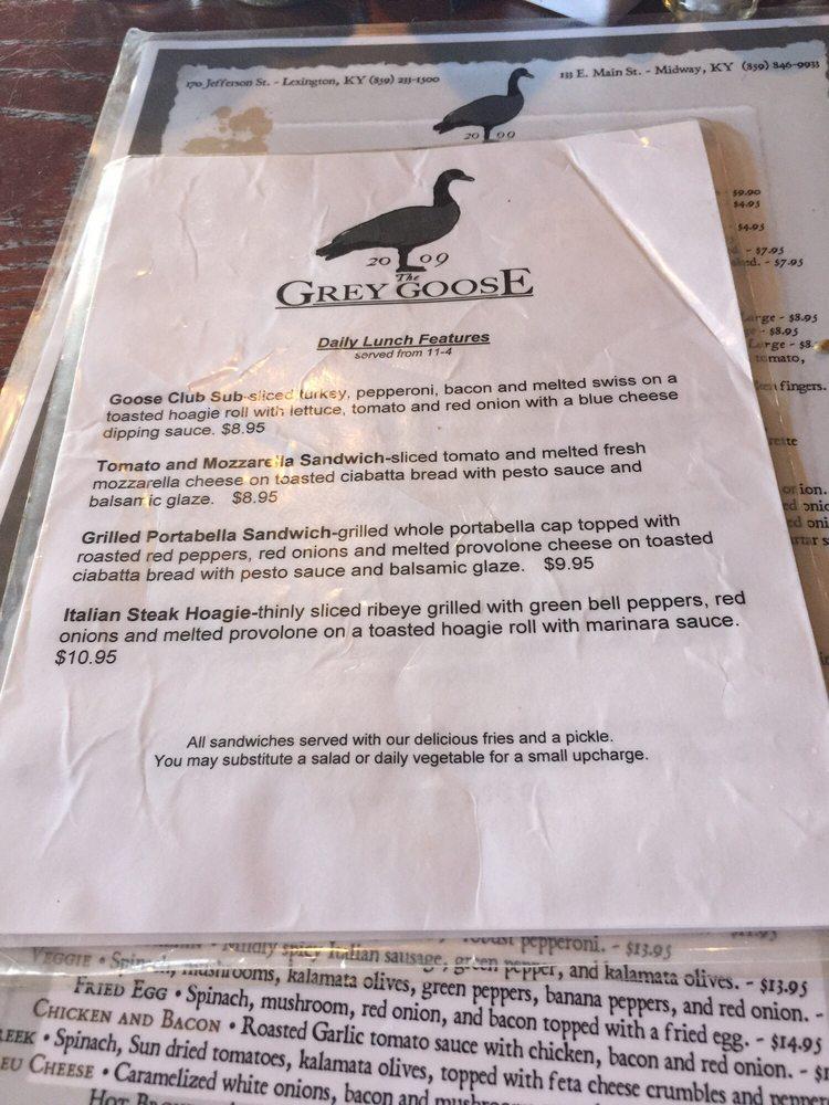Menu at The Grey Goose pizzeria, Midway, 133 E Main St