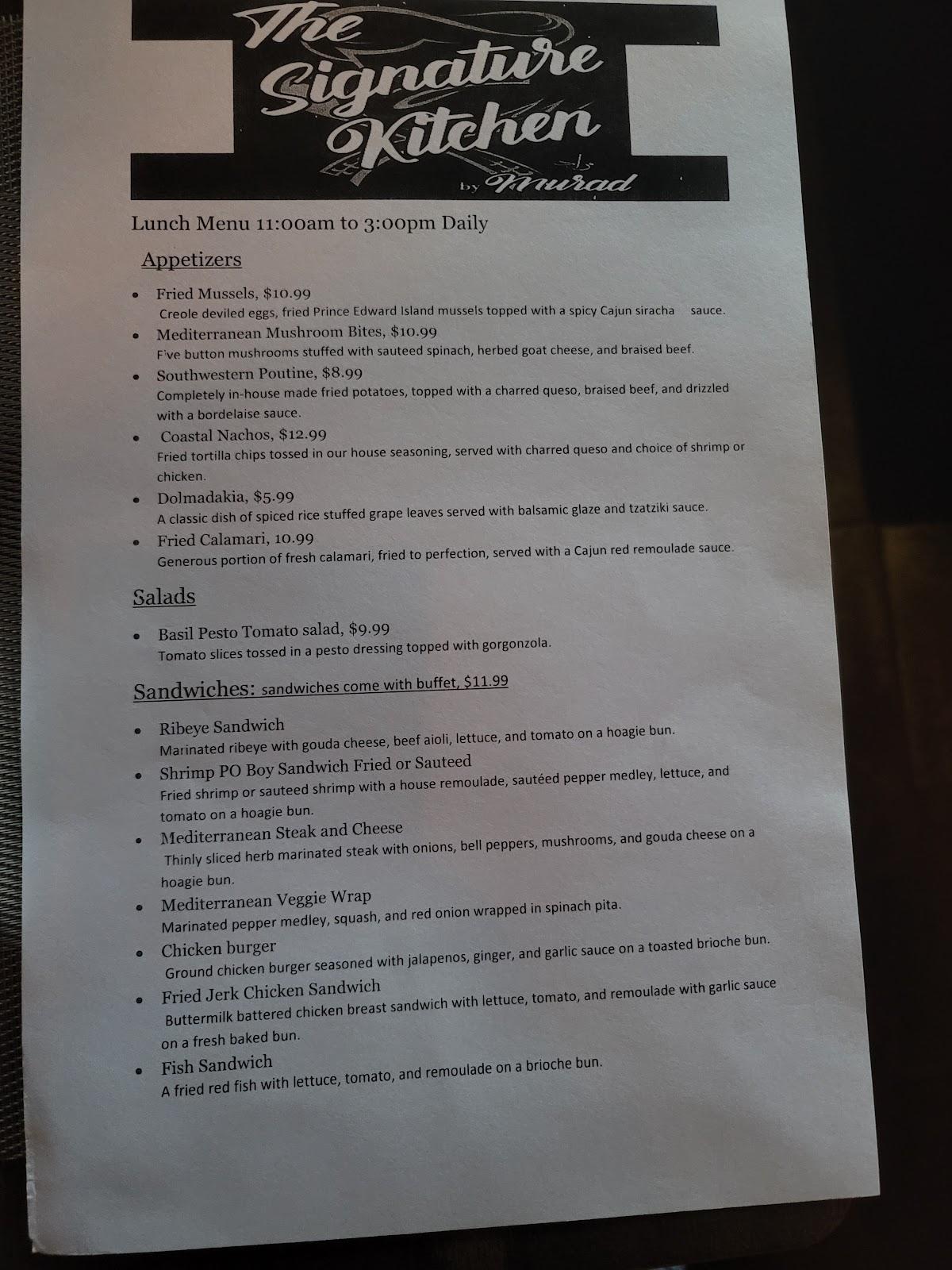 Menu at The Signature Kitchen by Murad restaurant, Beaumont