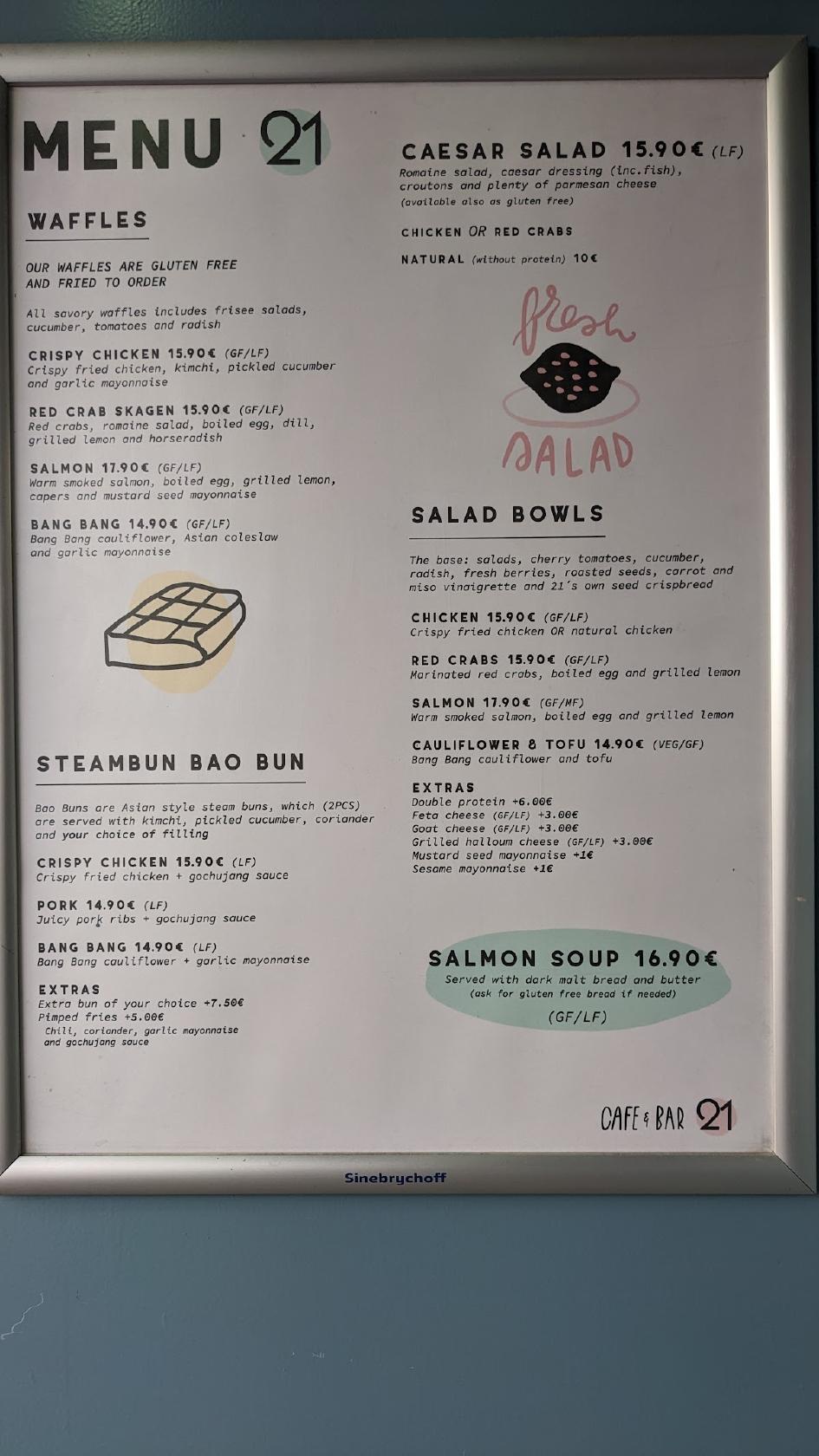 Menu at Cafe & Bar 21, Rovaniemi