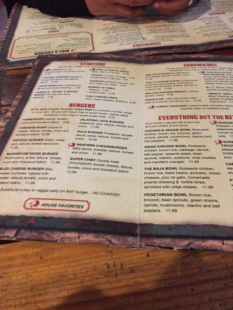Menu at Chief's Burgers & Brew restaurant, Solana Beach