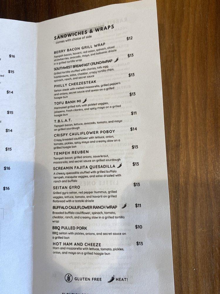 Menu at Flourish Plant-Based Eatery pub & bar, Evansville