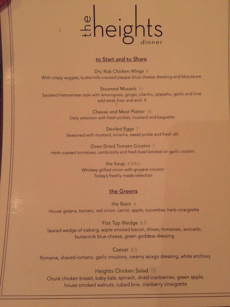 Menu at The Heights pub & bar, Dallas, Abrams Pkwy