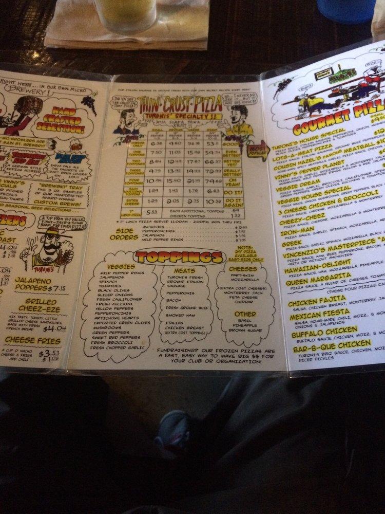 Menu at Turoni's Pizzery & Brewery pizzeria, Newburgh