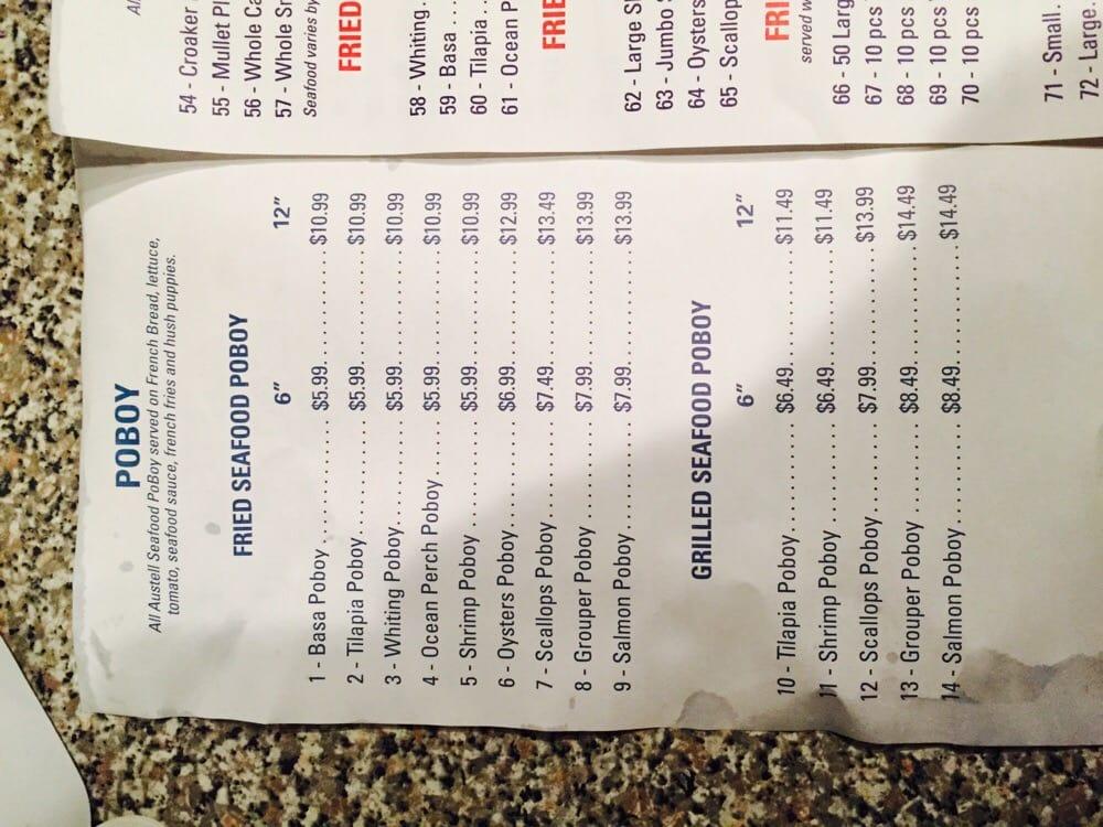 Menu at Austell Seafood Market restaurant, Marietta