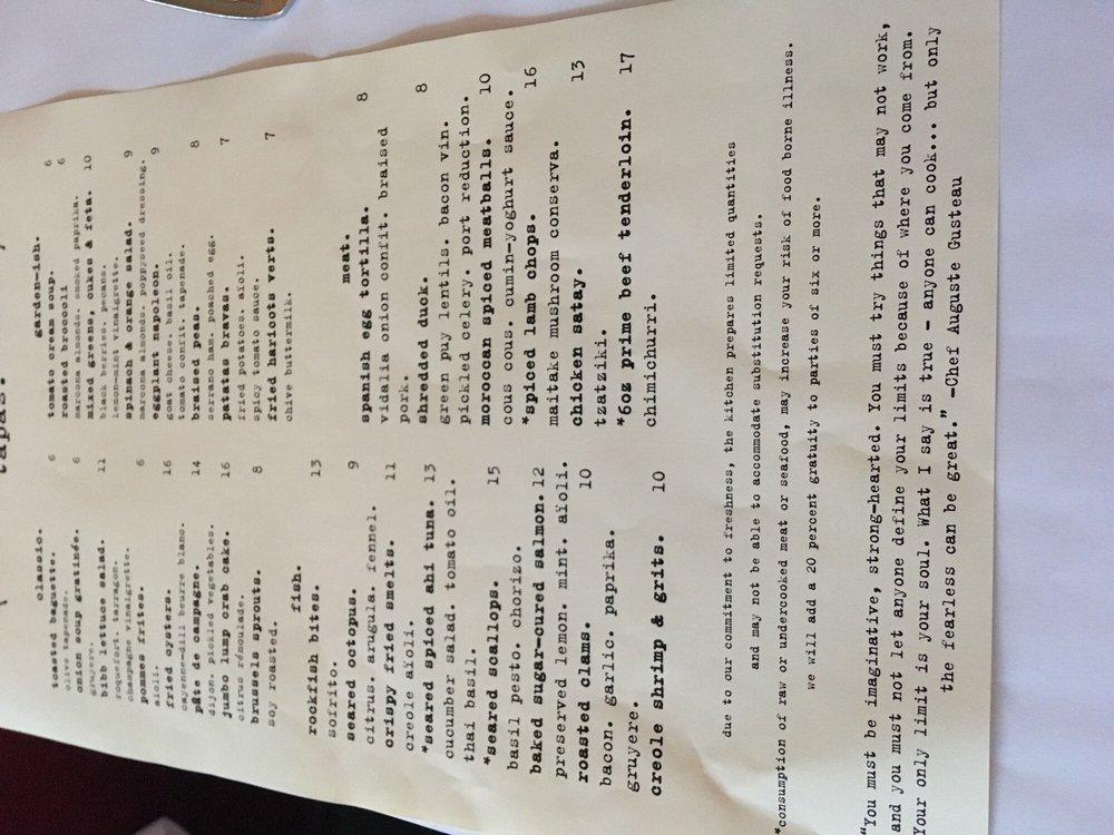 Menu at Bistro Poplar restaurant, Cambridge