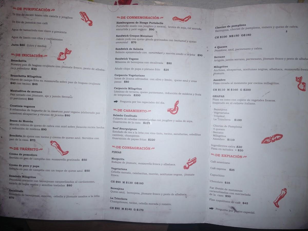 Menu at Cocina Milagritos restaurant, Tepoztlán