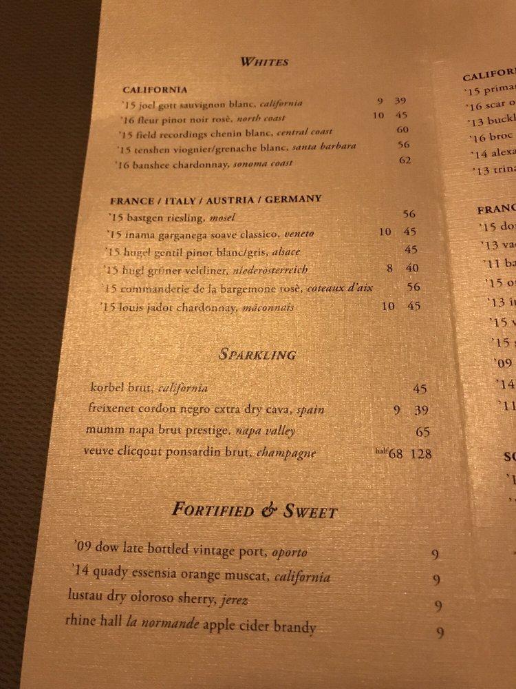 Menu at Eva desserts, Salt Lake City