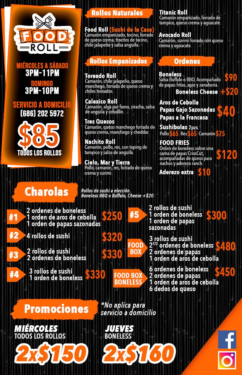 Menu at FOOD ROLL restaurant, Mexicali