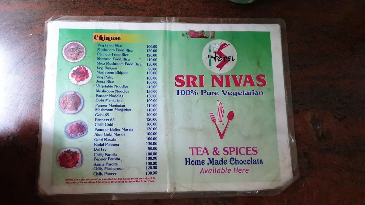 Menu at Hotel Sri Nivas Restaurant, Munnar