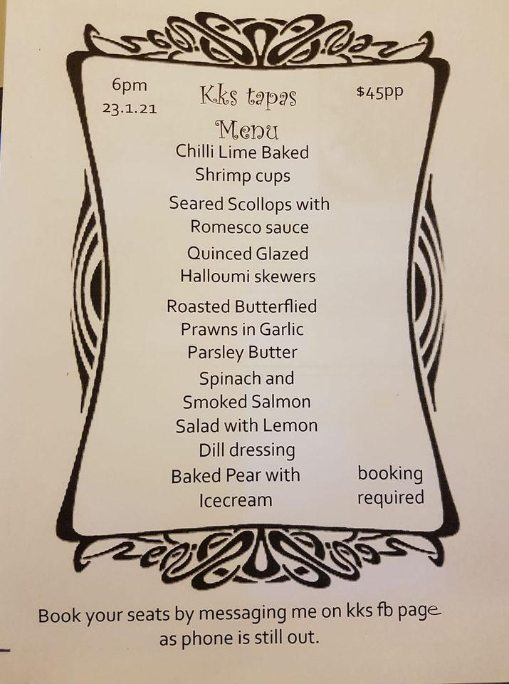 Menu at Kks cafe, Nanango