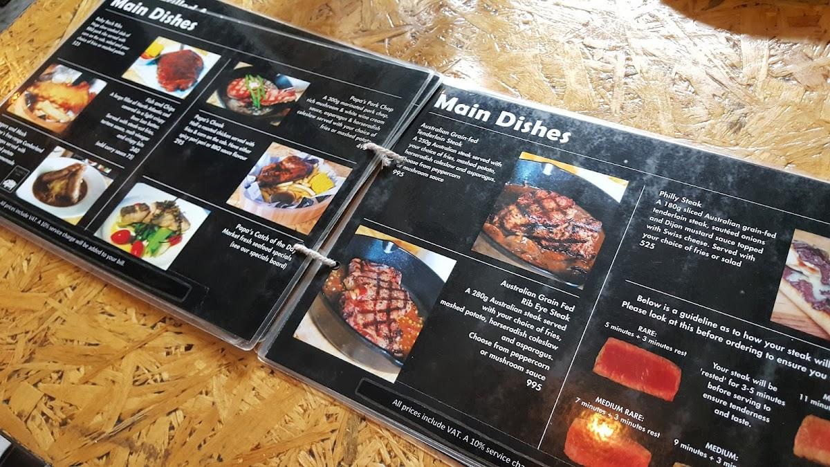 Menu at Papa's Kitchen restaurant, Bangkok, PJP8+MX3