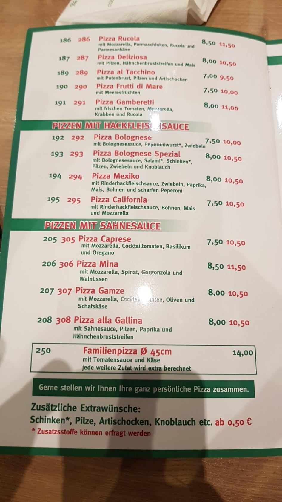 Speisekarte von Prego´s Pizza, Friedberg (Hessen)