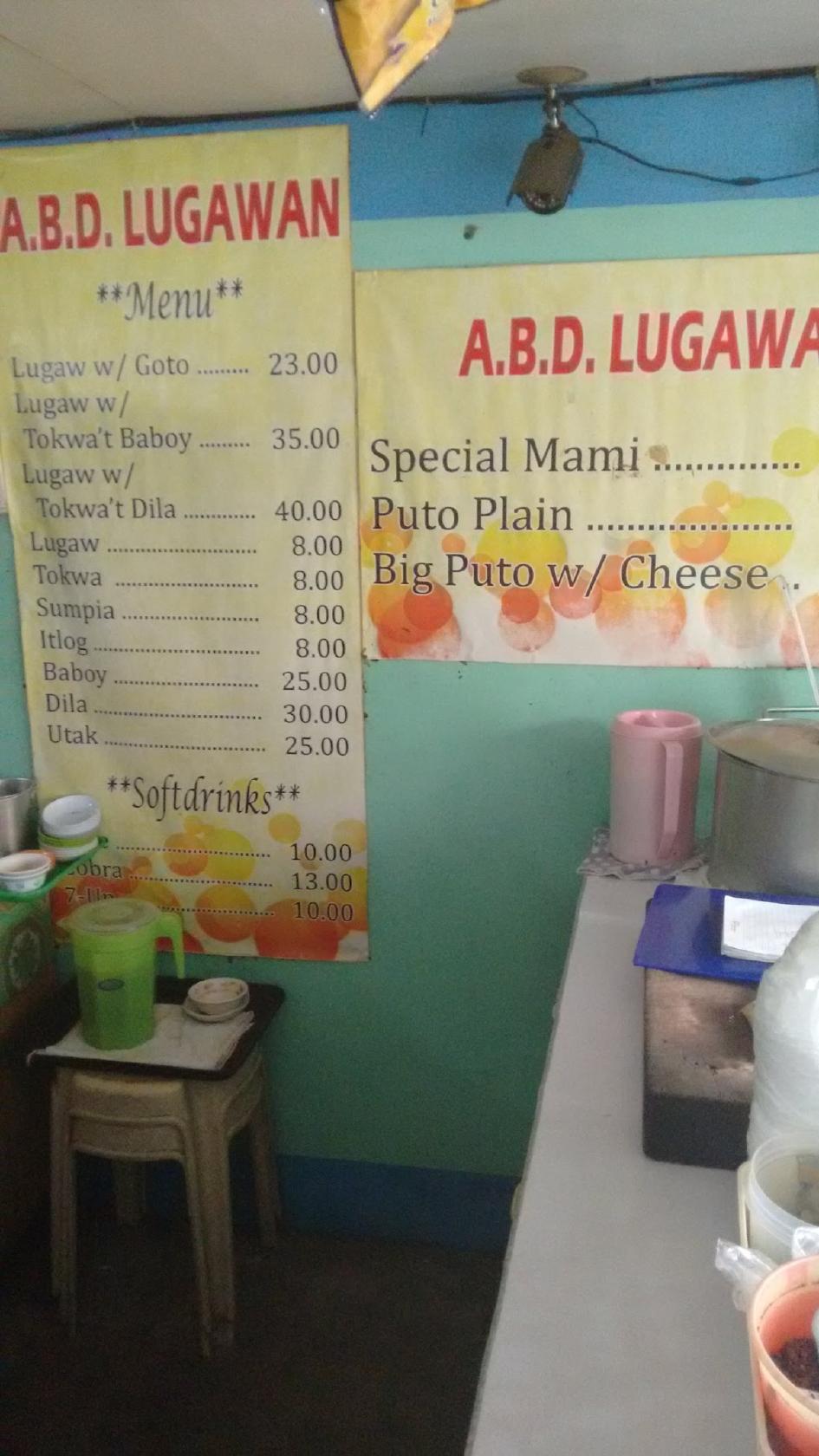 Menu at R & J Lugawan restaurant, Navotas