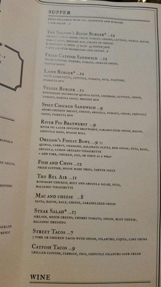 Menu at River Pig Saloon pub & bar, Bend