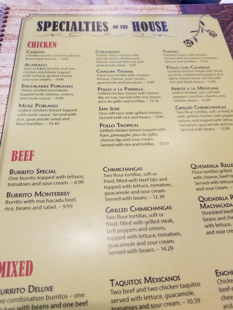 Menu at Rodeo Grande restaurant, Roanoke