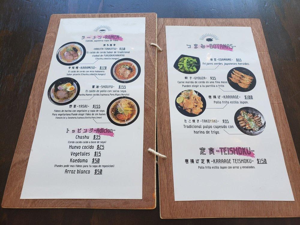 Menu at SAKURA RAMEN restaurant, Playa del Carmen