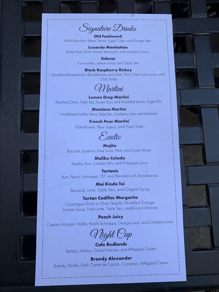 Menu at Tartan of Redlands pub & bar, Redlands, 24 E Redlands Blvd