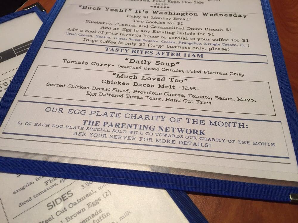 Menu at Blue's Egg restaurant, Milwaukee, 317 N 76th St