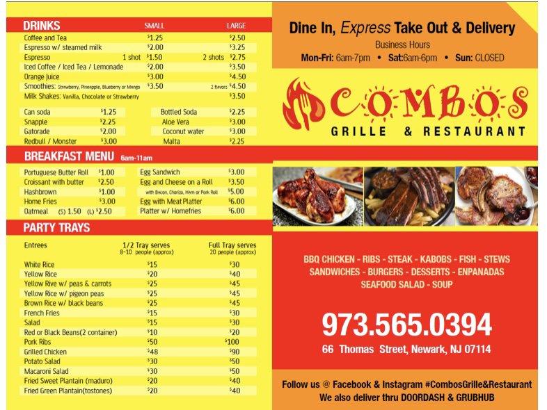 Carta de Combos Grille & Restaurant, Newark