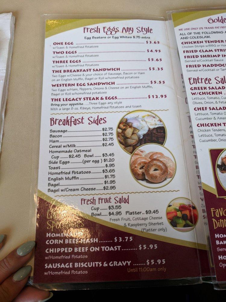 Menu at Pete’s Legacy Diner restaurant, Vestal