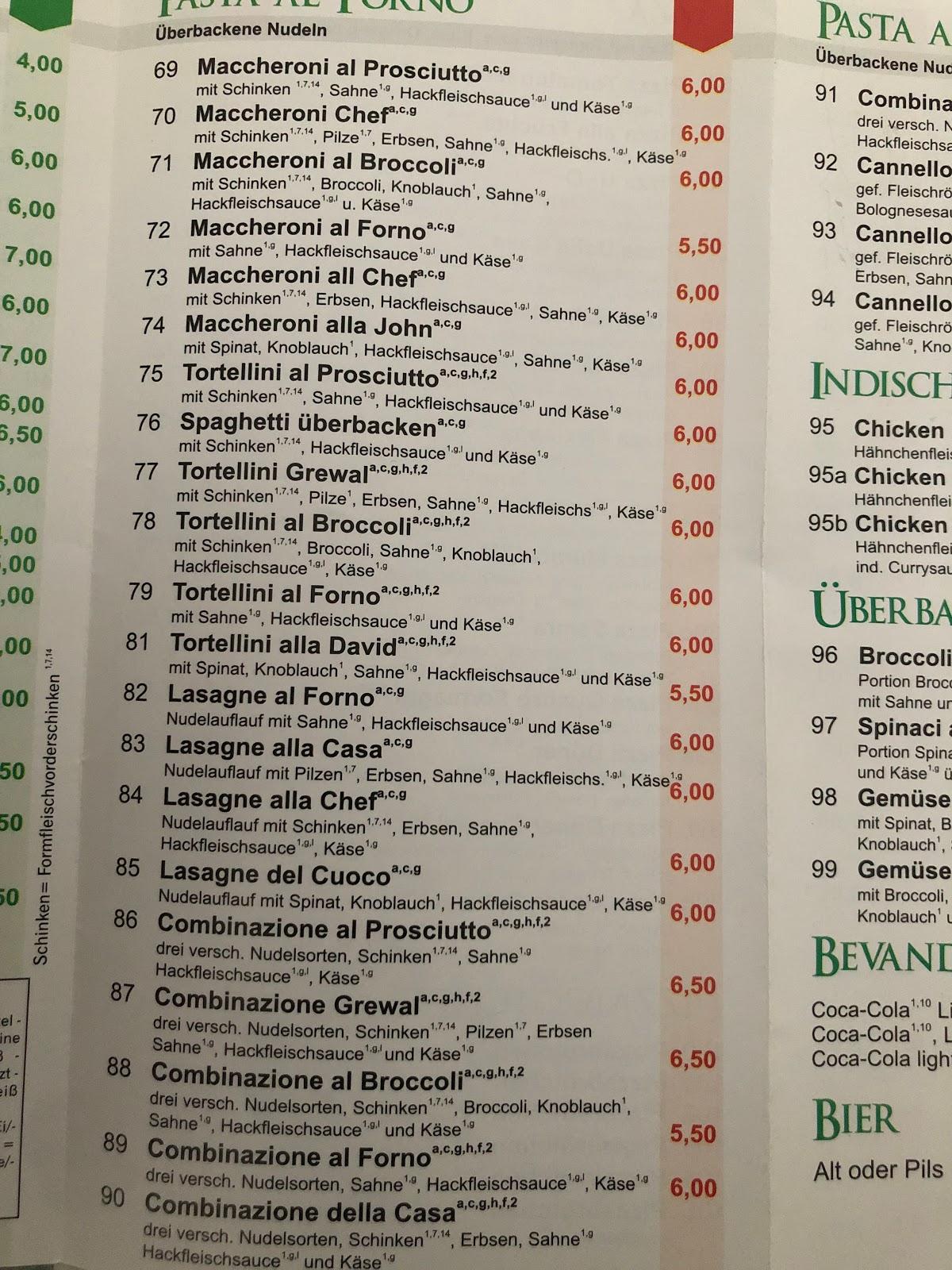 Speisekarte von Pizzeria Grewal, Alpen, Weseler Straße 98