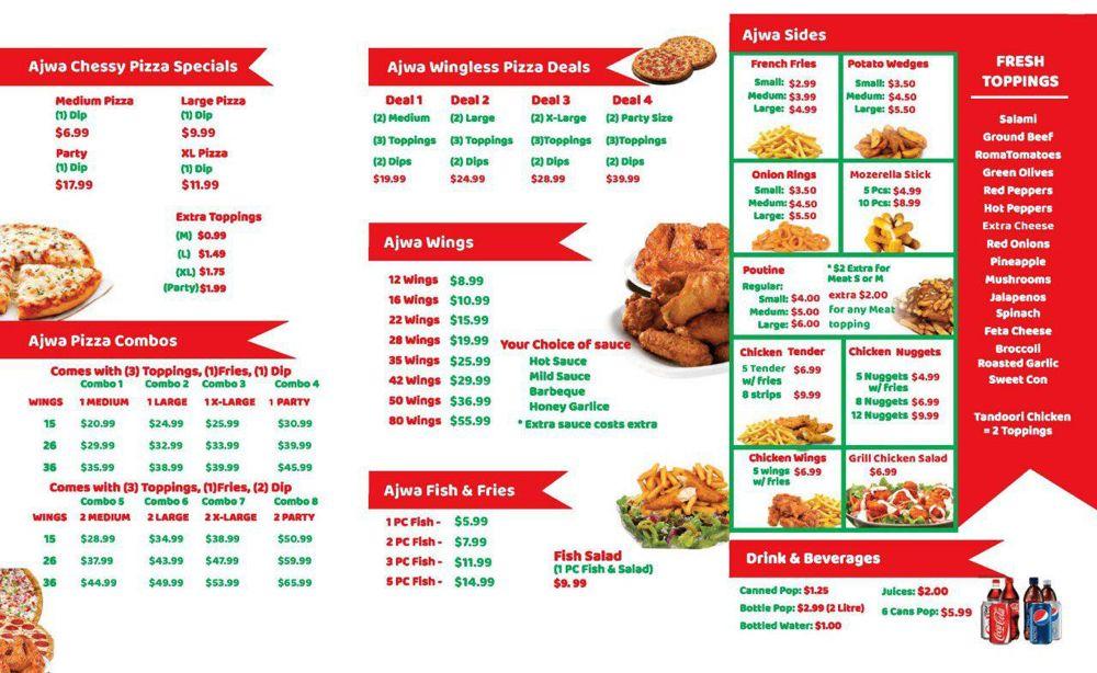 Menu at Ajwa Pizza n Grill pizzeria, Toronto