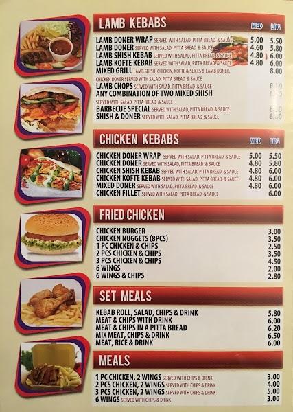 Menu at Capital Kebab House fast food, London, 63 The Cut