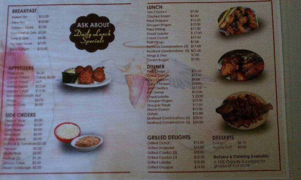Menu at Conch Heaven restaurant, Miami, NW 27th Ave
