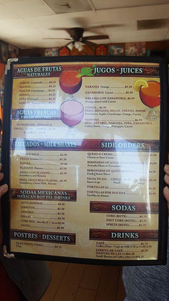 Carta del restaurante Fonda La Meche, Stanton