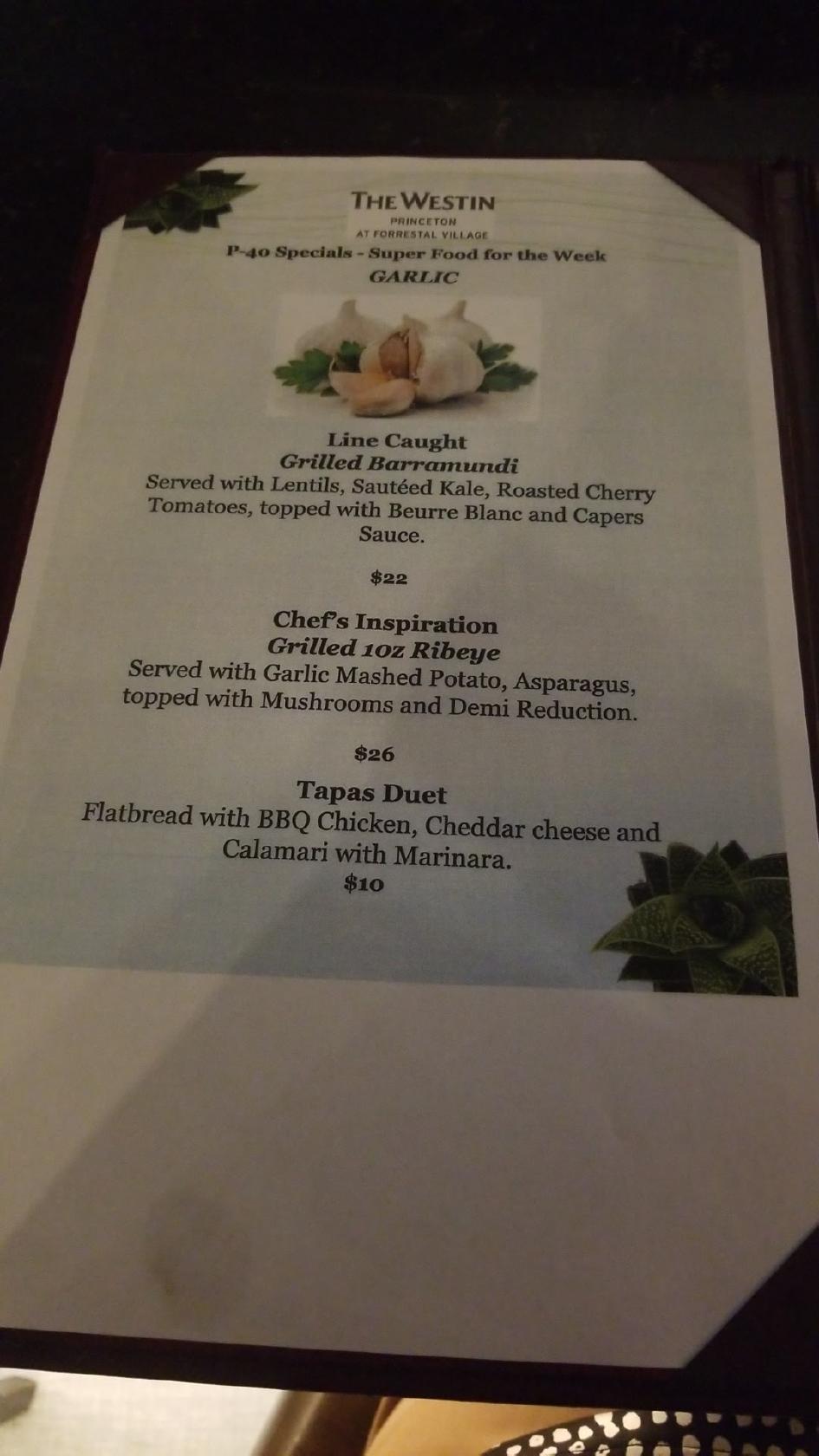 Menu at Parallel 40 restaurant, Princeton, 201 Village Blvd