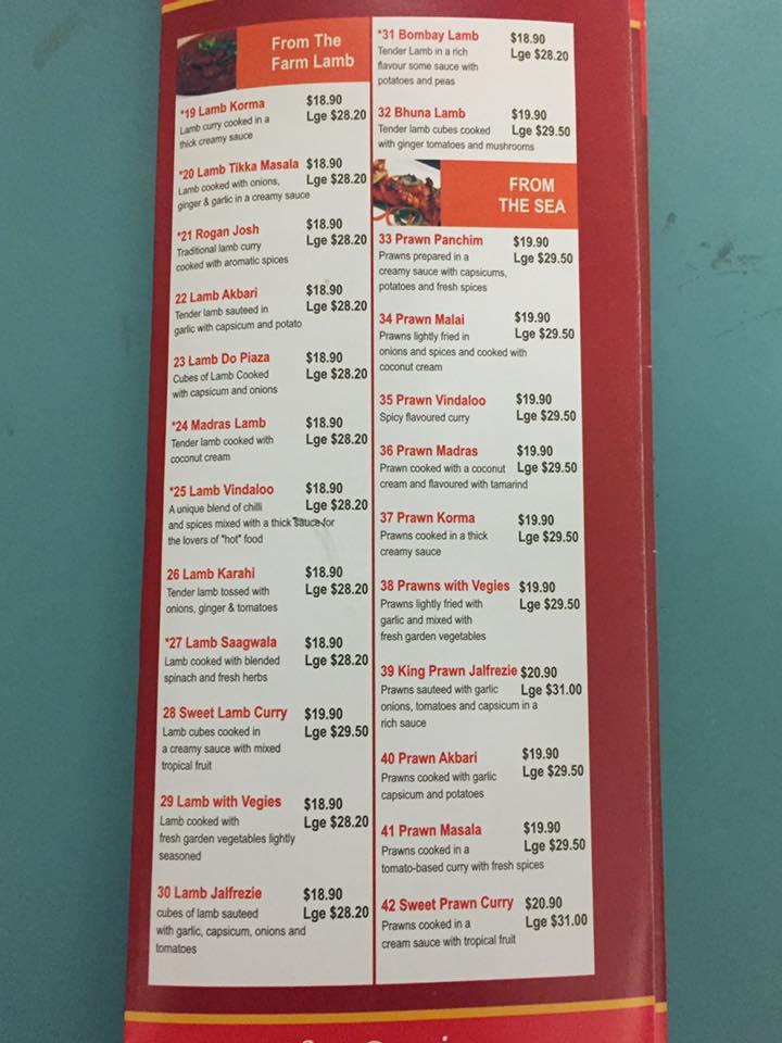 Menu at Indian Curry Bazaar & Take Away restaurant, Avoca