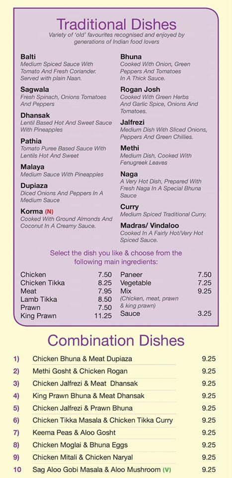 Menu at East End Balti restaurant, Shifnal