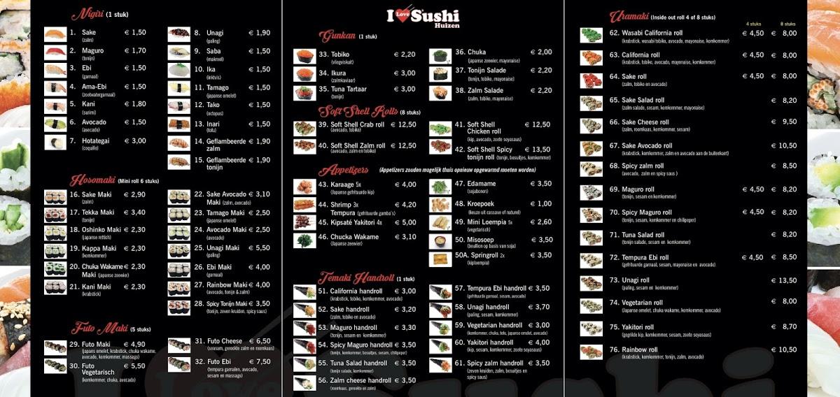 Menu at I Love Sushi Huizen, Huizen